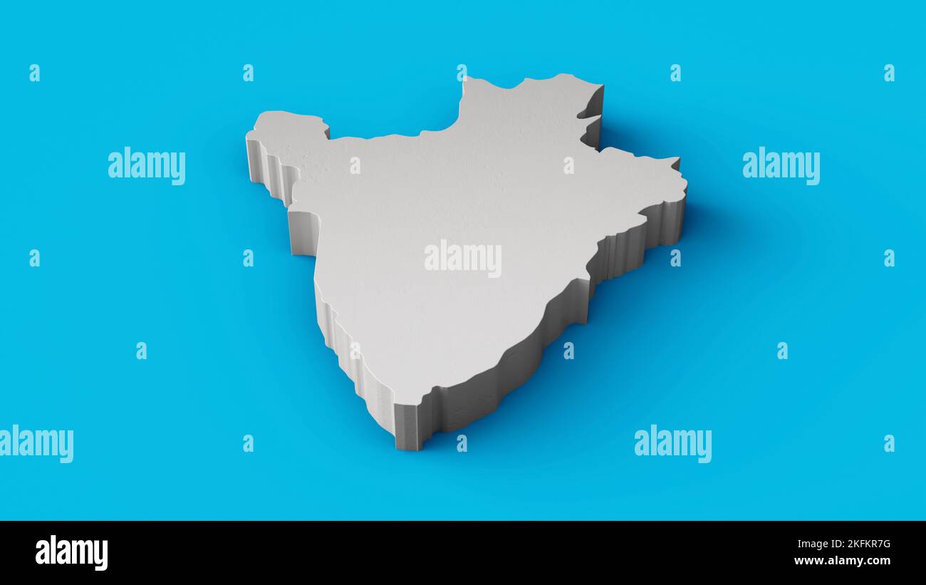 A 3d illustration of Burundi map with inner extrudes sea depth with ...