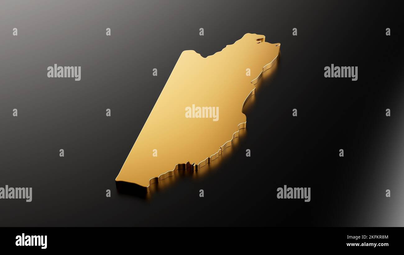 A 3d illustration of Belize exclusive gold map on black background ...