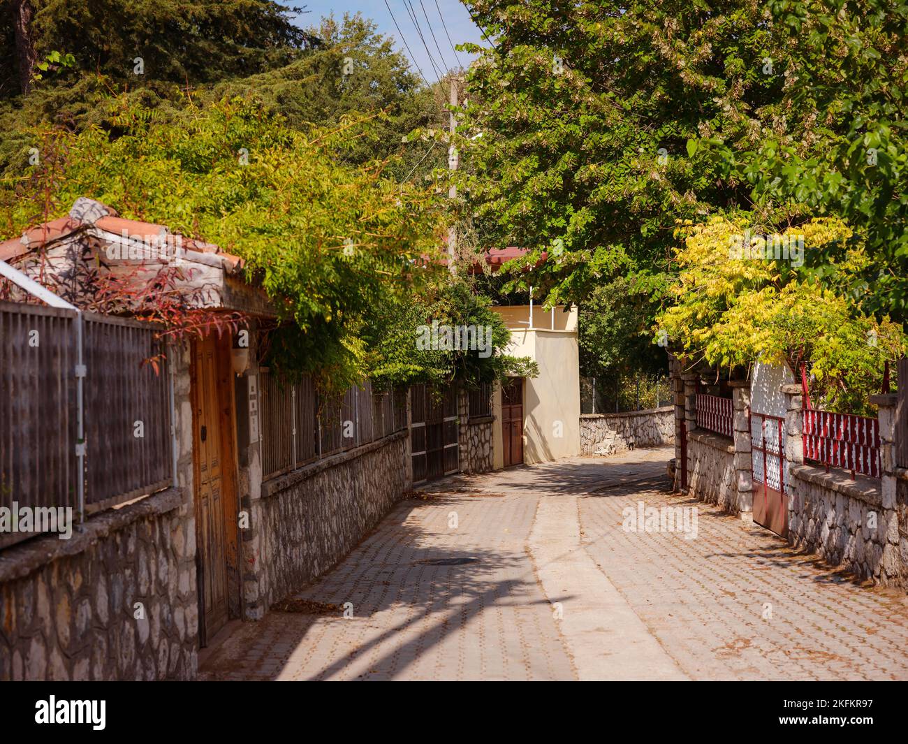 street and details of design of houses in town of Ormana Ibradi Antalya ...