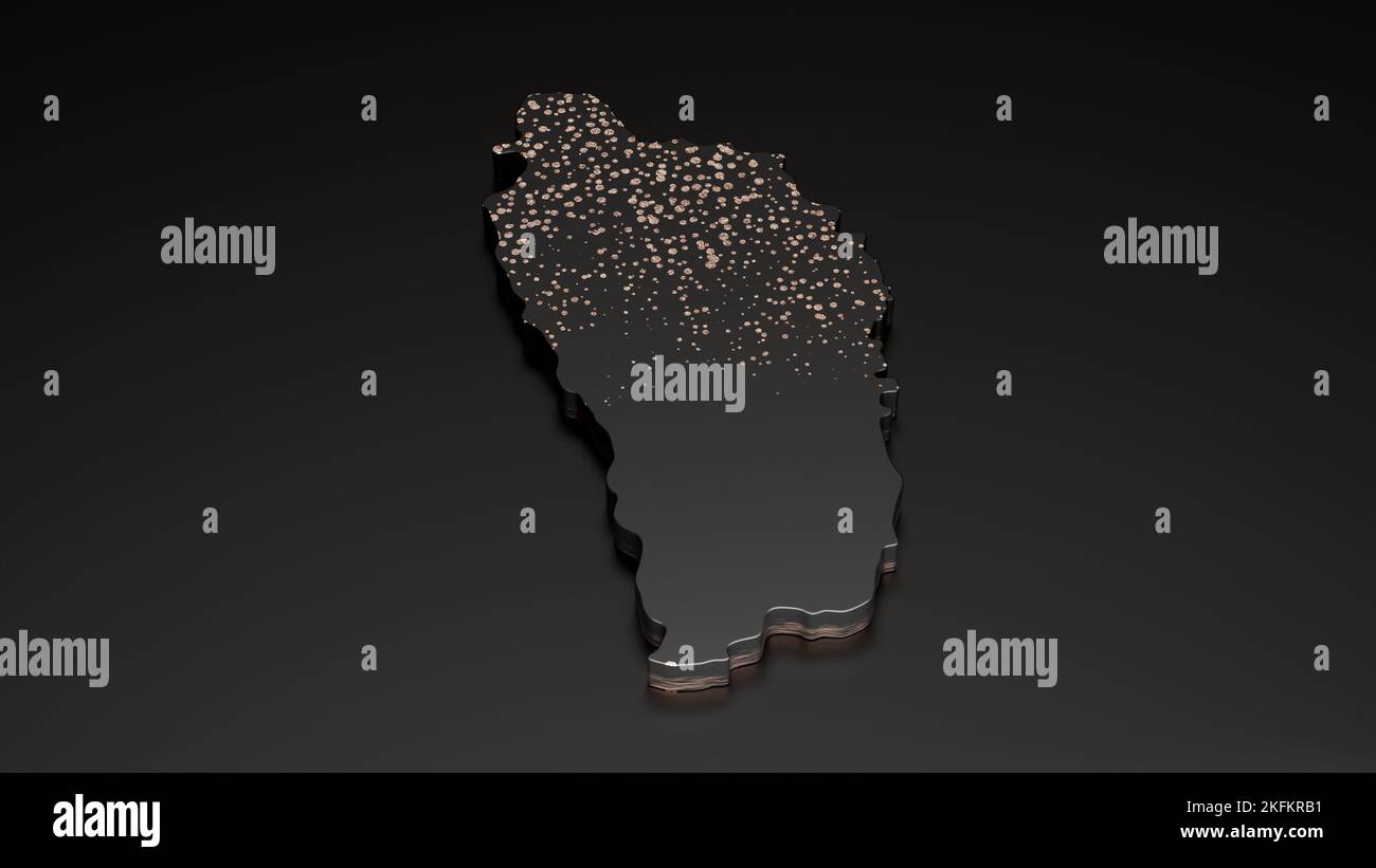 A 3d illustration Dominica metallic premium exclusive black map Stock ...