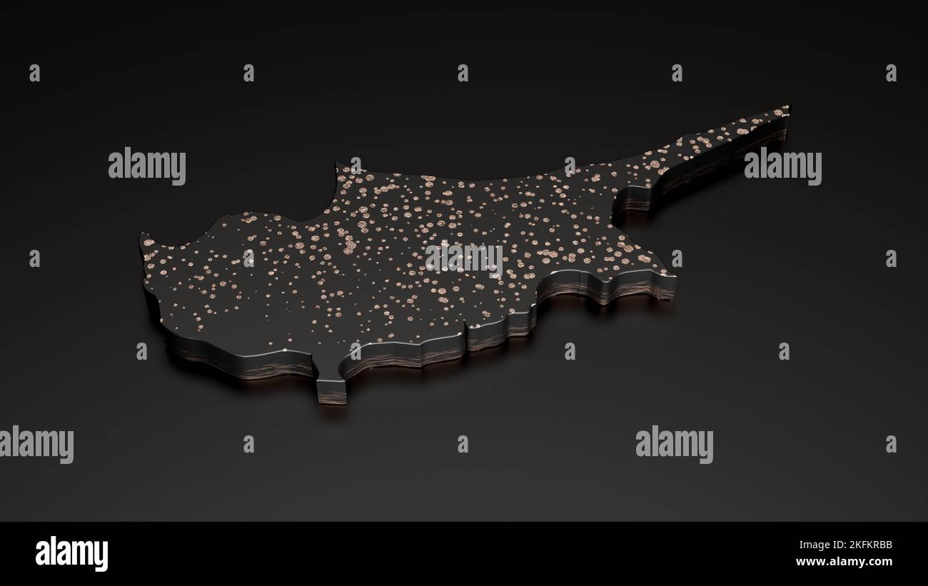 A 3d illustration Cyprus metallic premium exclusive black map Stock ...
