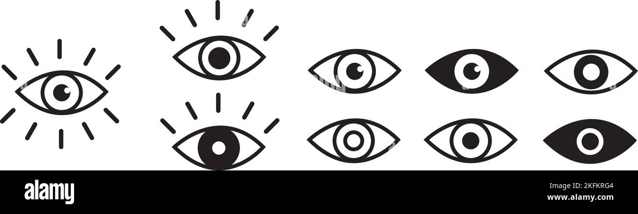 A black eye icon set isolated on white background Stock Vector Image ...