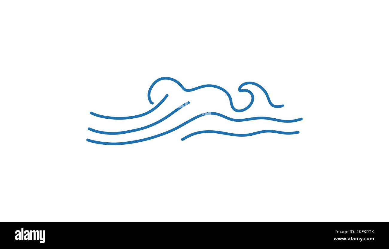 Sea wave. Doodle ocean curl waves. Vector marine outline sketch Stock ...
