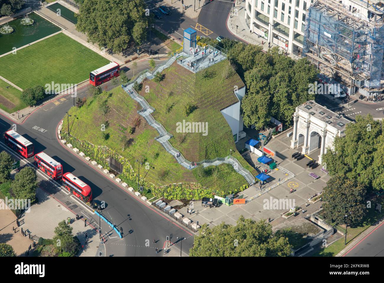 Marble Arch Mound, a temporary installation to offer views over Hyde ...