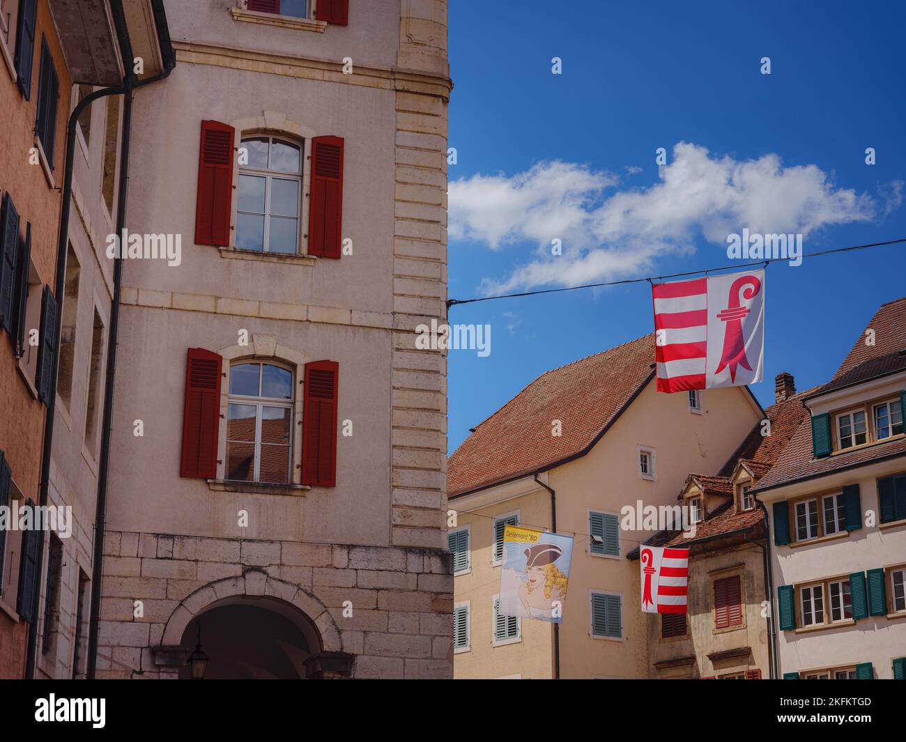 DELEMONT SWITZERLAND, JULY 5, 2022: historical Buildings in the city ...