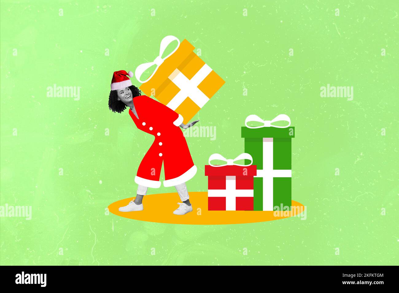 Creative abstract template graphics image of smiling funny lady ...