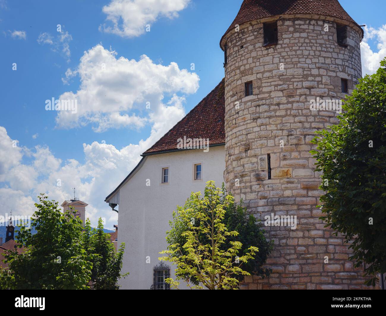 DELEMONT SWITZERLAND, JULY 5, 2022: historical Buildings in the city ...