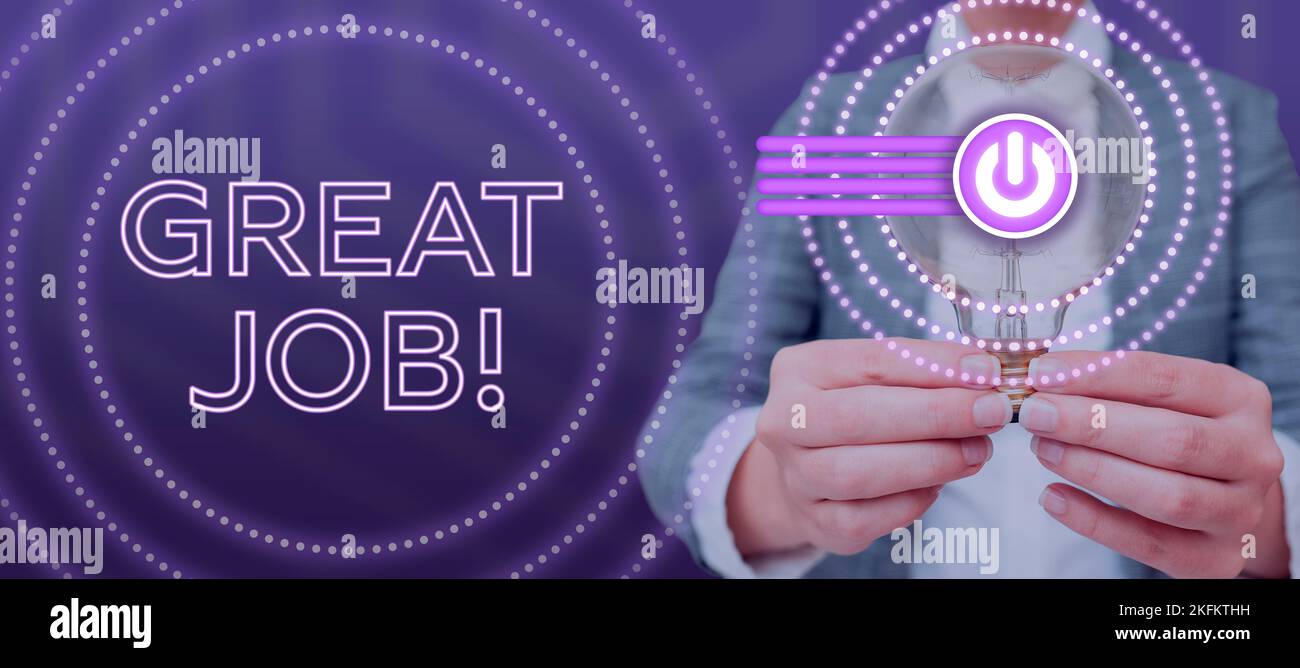 Conceptual caption Great Job. Internet Concept Excellent work Well done Good results Compliment ...