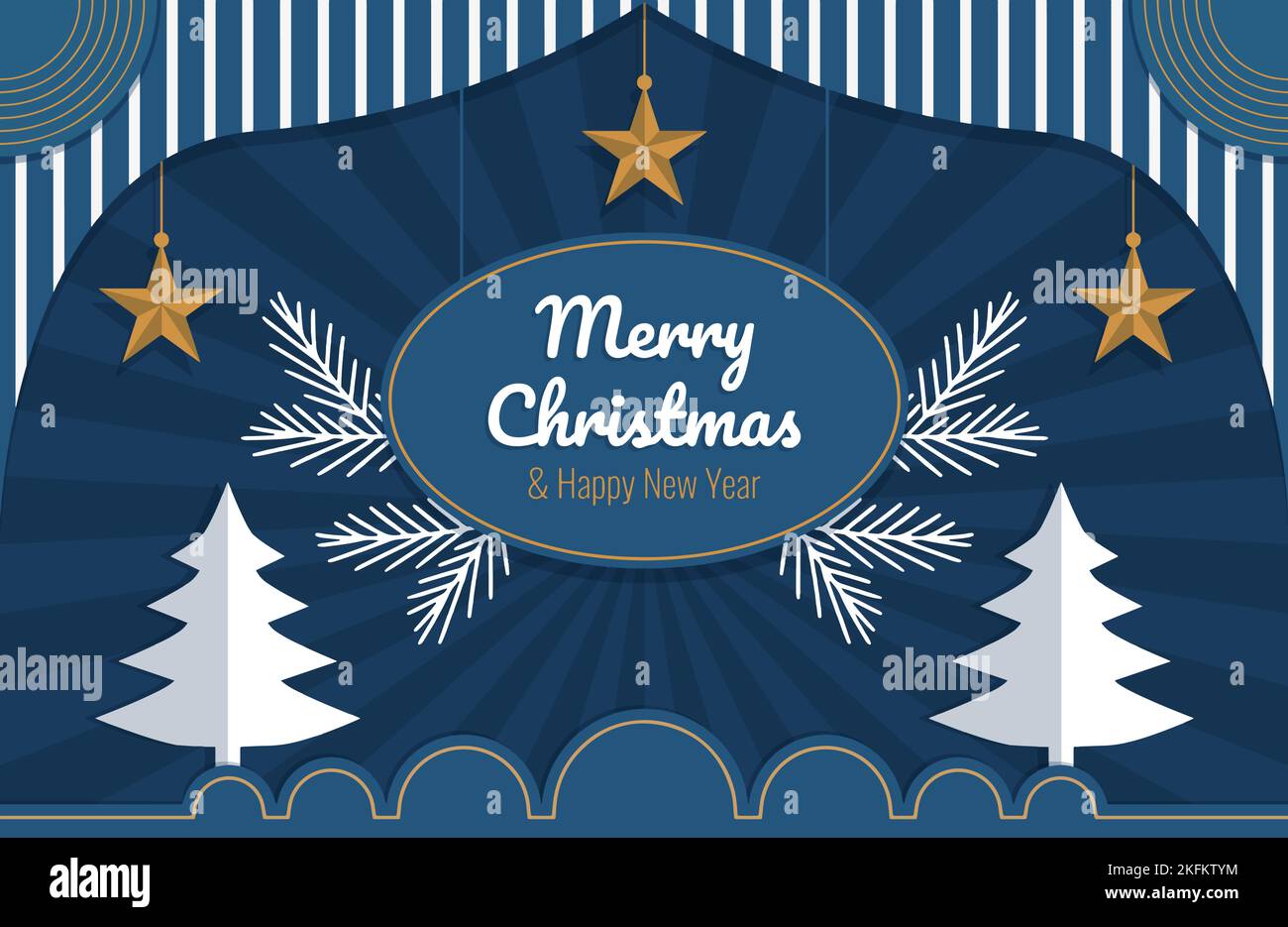 Inscription Merry Christmas and Happy New Year Christmas banner in ...