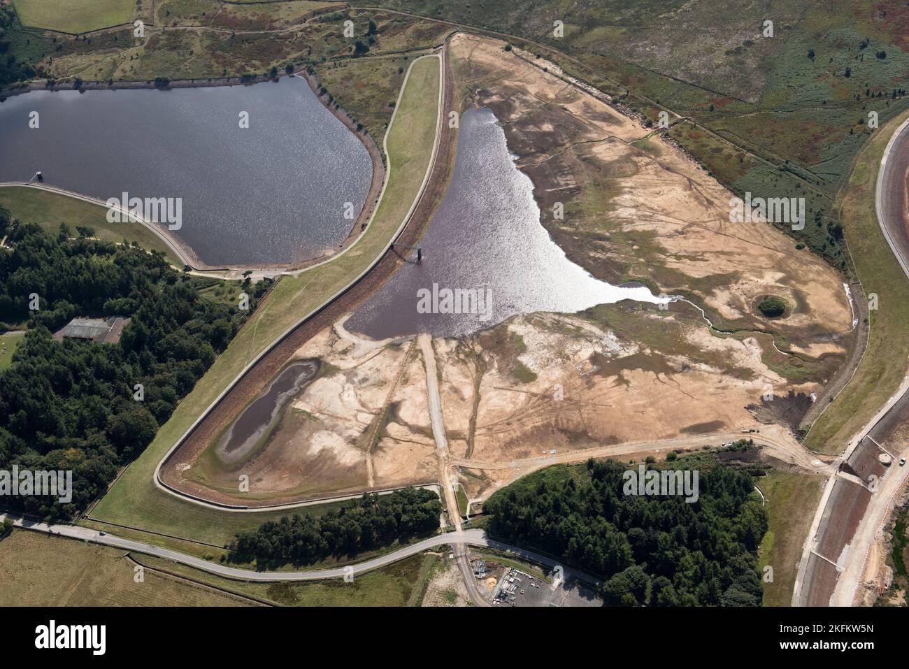 Redmires Reservoirs drained for repair, Sheffield, 2018 Stock Photo - Alamy
