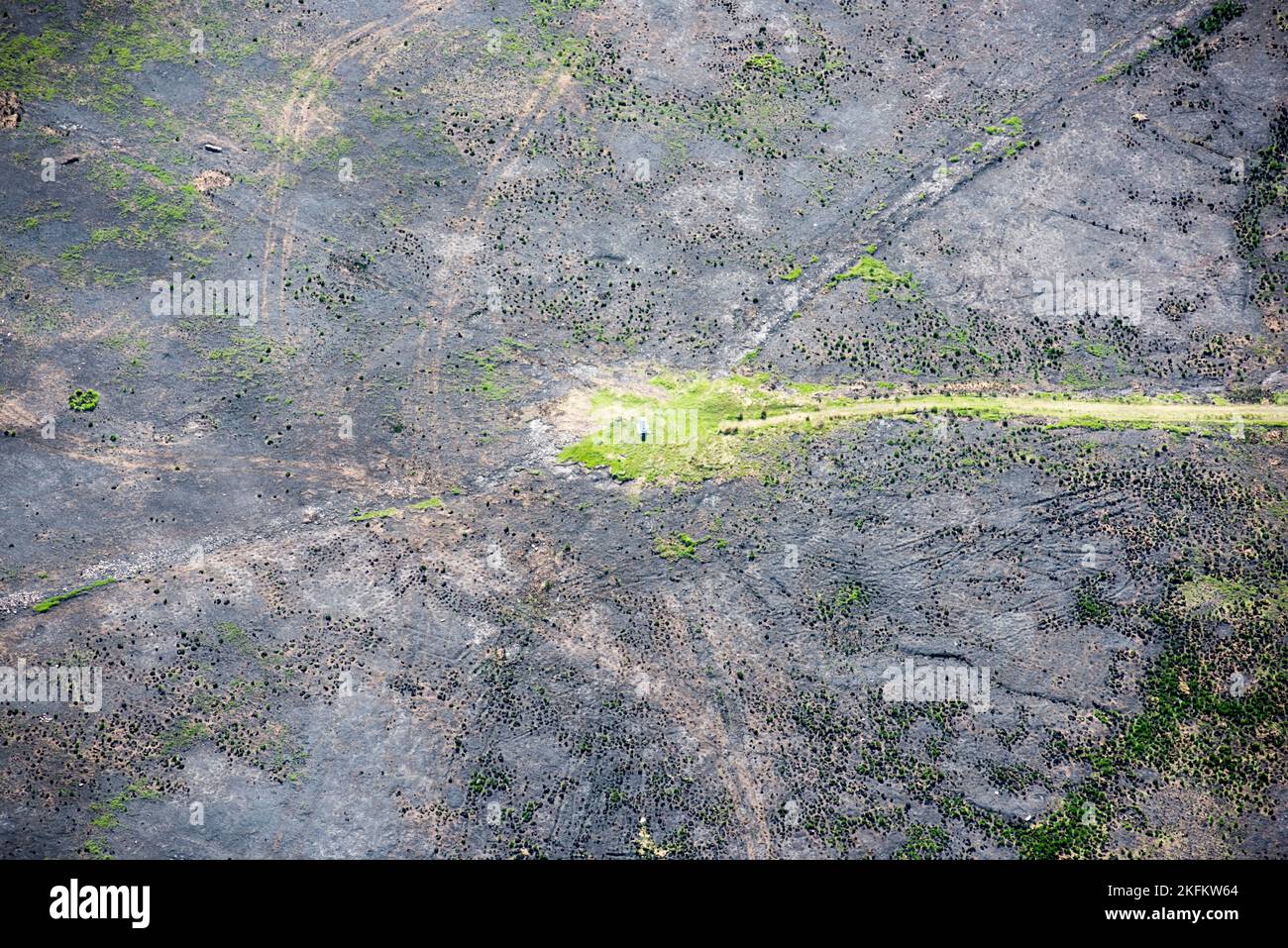 Wildfire damage surrounding Merryton Low bowl barrow and triangulation ...