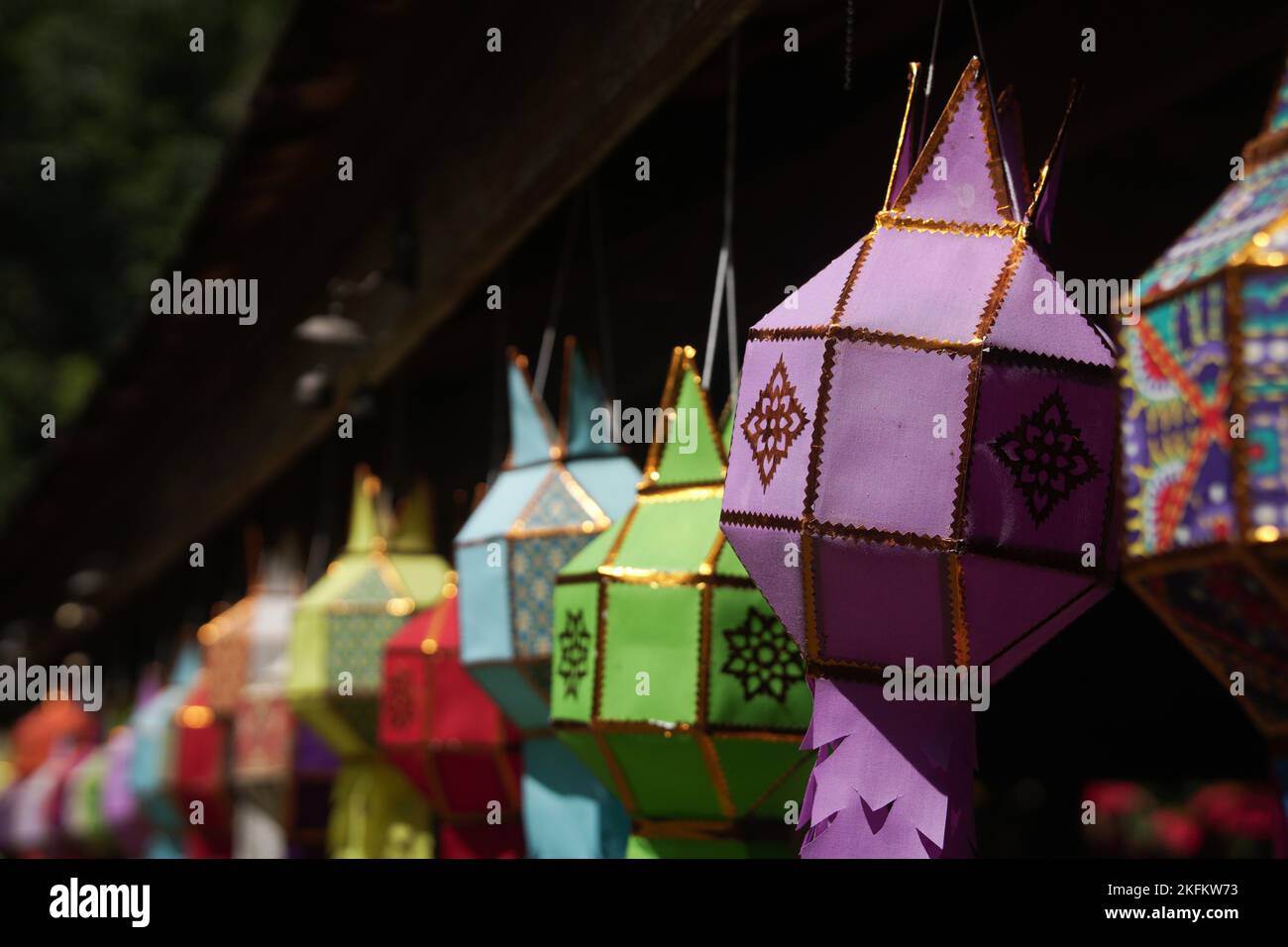 colorful traditional paper lantern decorating in yeepeng festival in ...