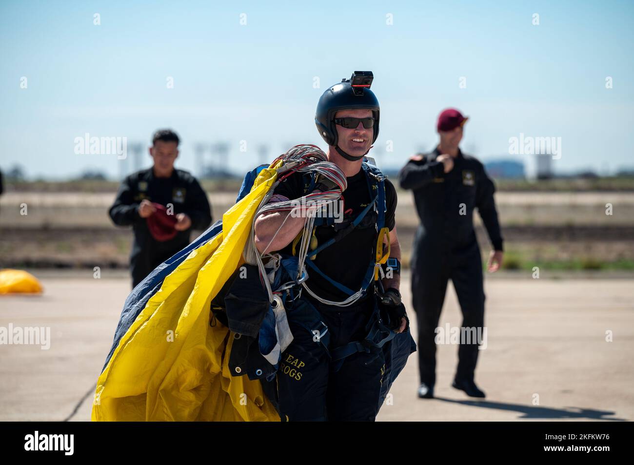 The U.S. Navy Parachute Team, nicknamed the Leap Frogs, conducts an ...