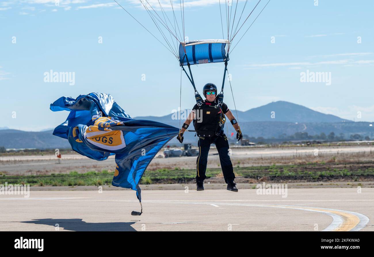 The U.S. Navy Parachute Team, nicknamed the Leap Frogs, conducts an ...