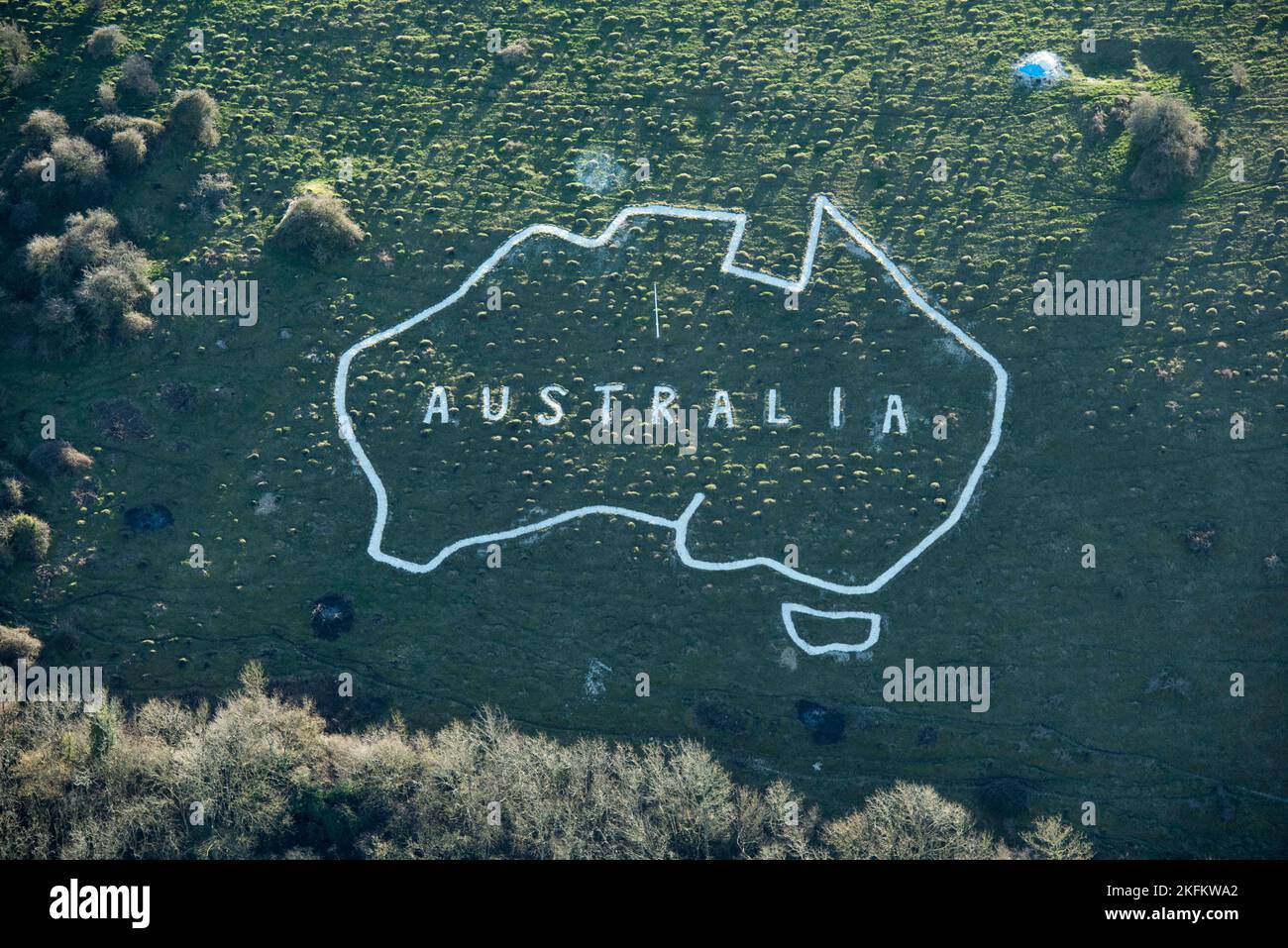 Outline chalk map of Australia probably cut by members of the ...