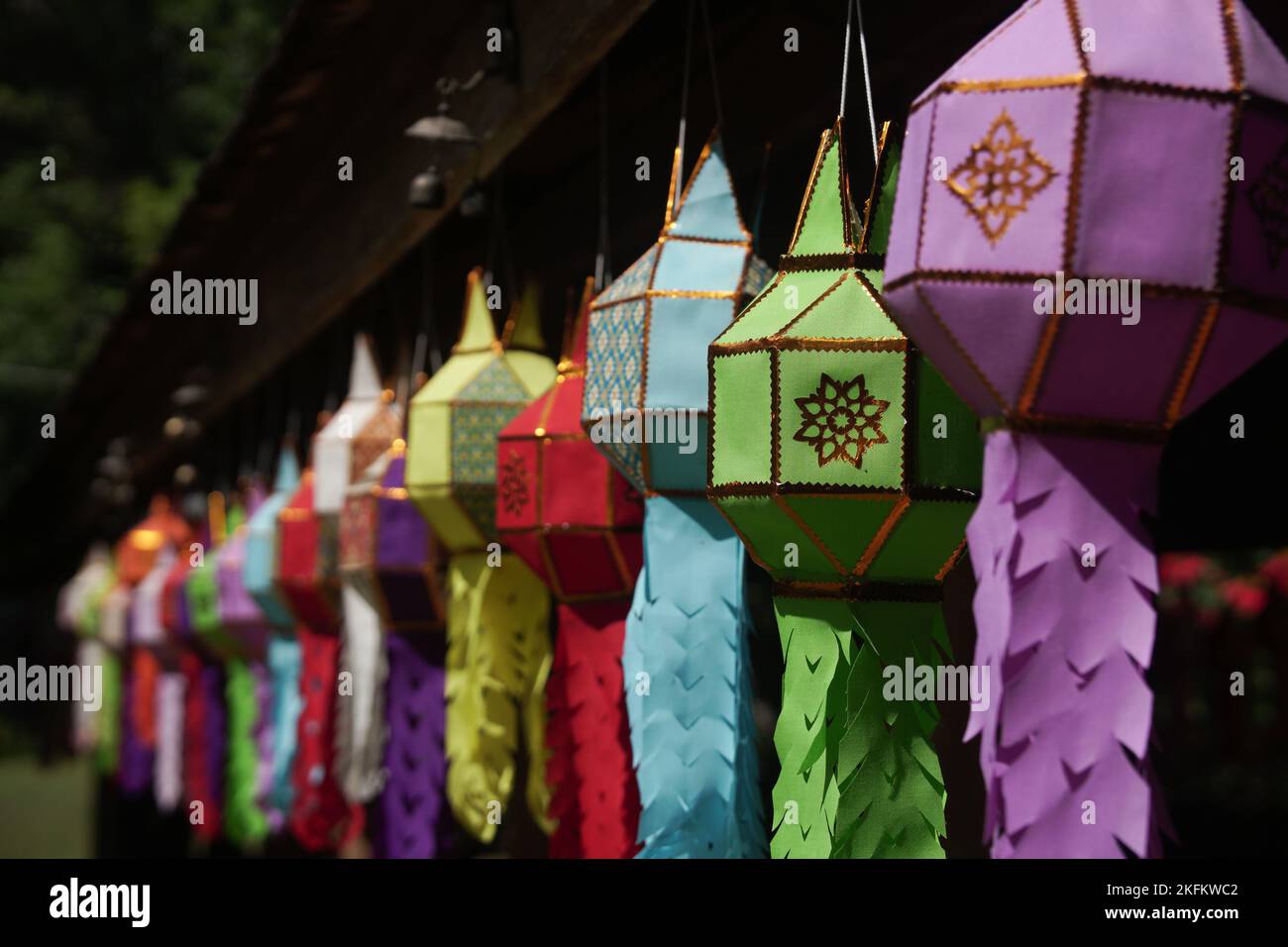 colorful traditional paper lantern decorating in yeepeng festival in ...