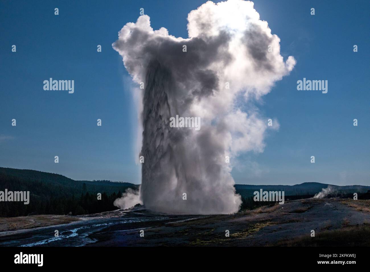 The biggest Geyser Old Faithful exploding, Yellowstone National Park ...