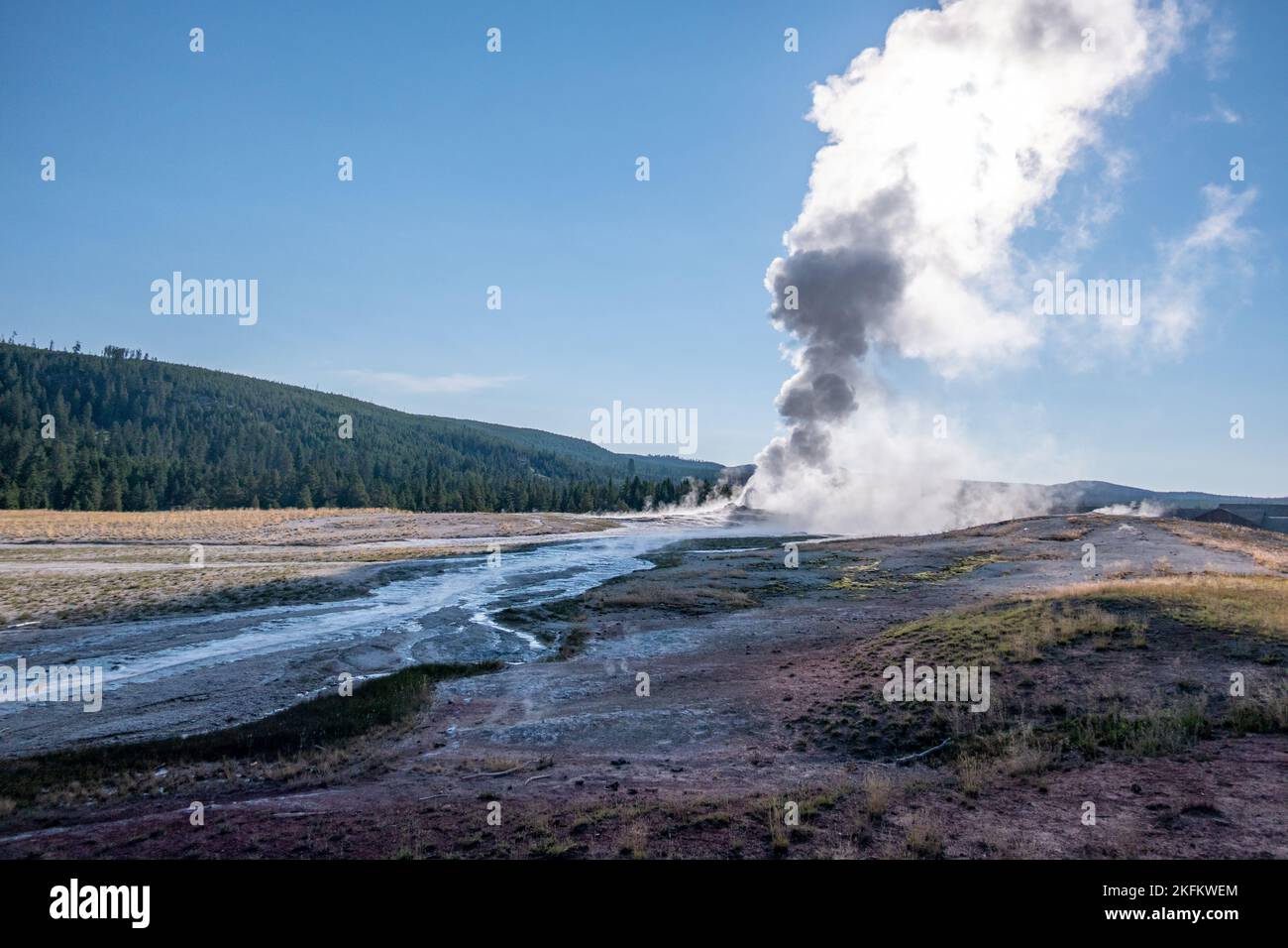 The biggest Geyser Old Faithful exploding, Yellowstone National Park ...
