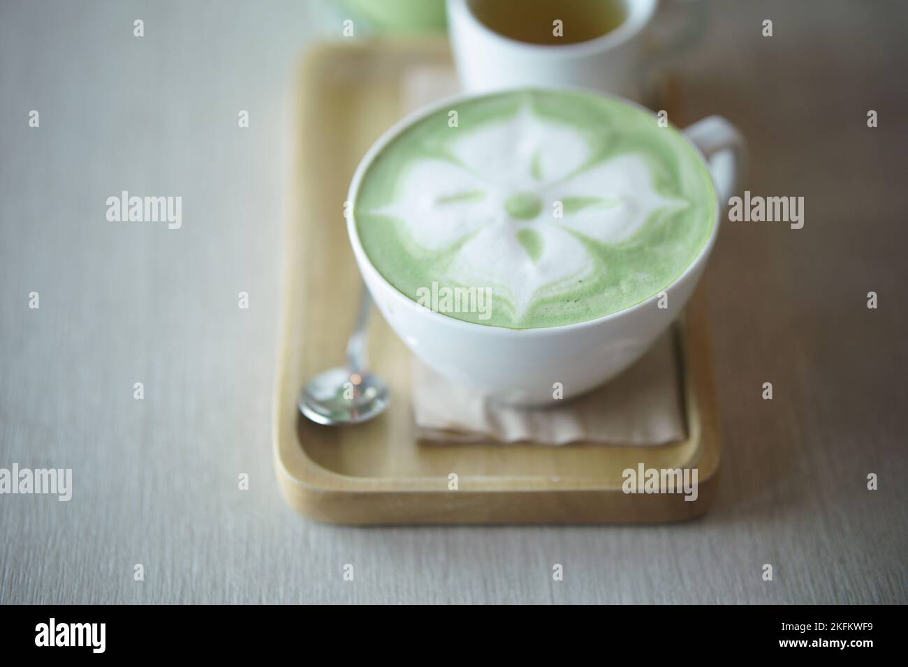 hot matcha latte japanese green tea with milk Stock Photo - Alamy