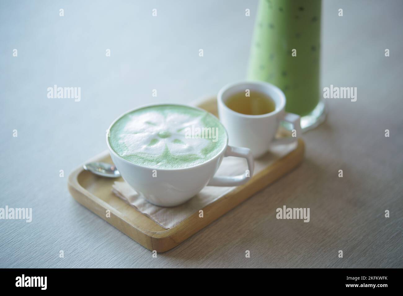 hot iced matcha latte japanese green tea with milk Stock Photo - Alamy