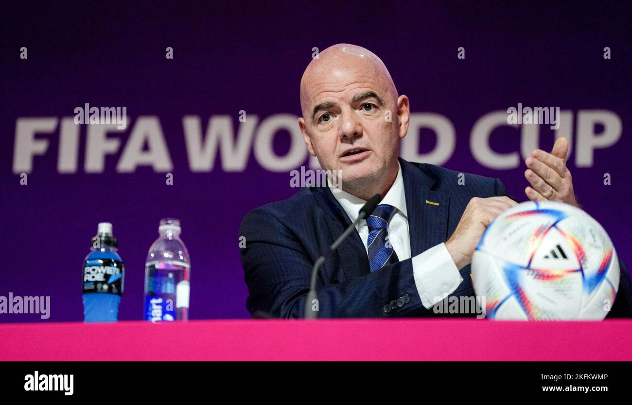 FIFA President Gianni Infantino during a press conference at the Main ...
