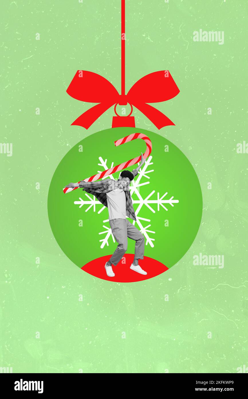 Artwork magazine picture of smiling funky guy having fun x-mas ...