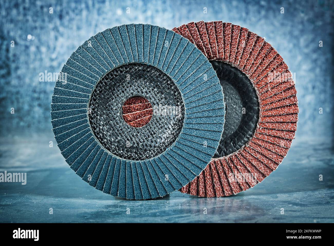 abrasive flap discs on metalic background Stock Photo - Alamy