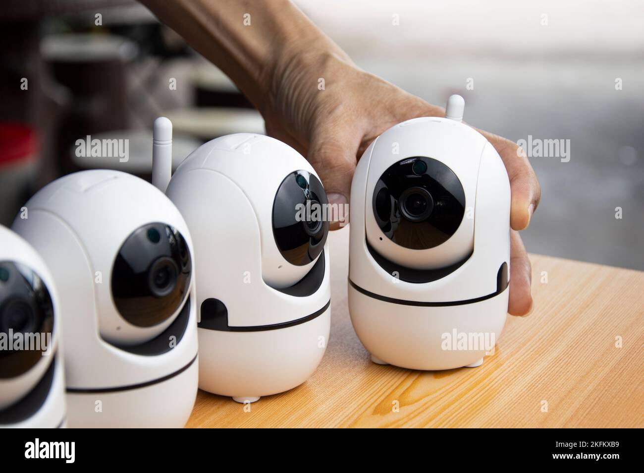 White IP cameras, very popular for security purposes Stock Photo - Alamy