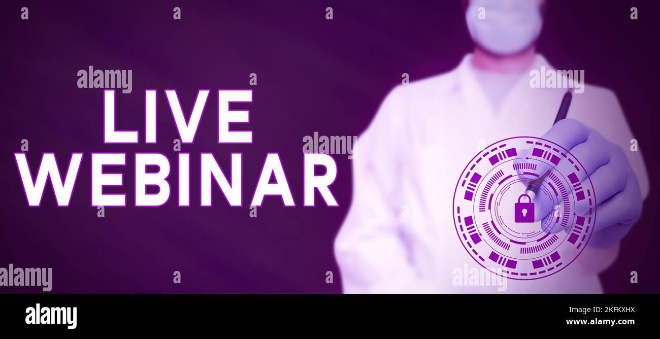 Inspiration showing sign Live Webinar. Business overview Interactive ...