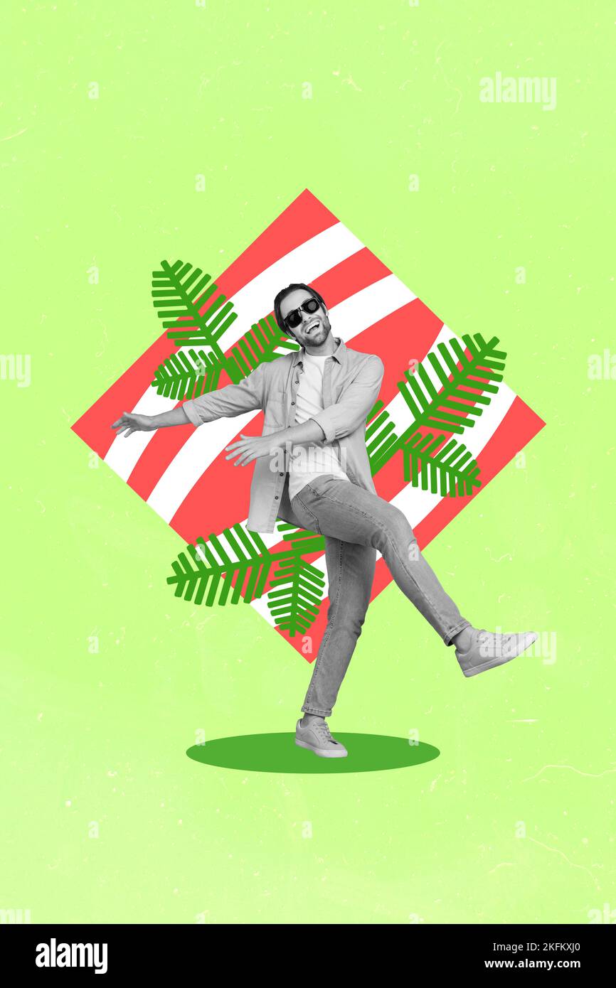 Photo cartoon comics sketch picture of smiling funky guy dancing having ...