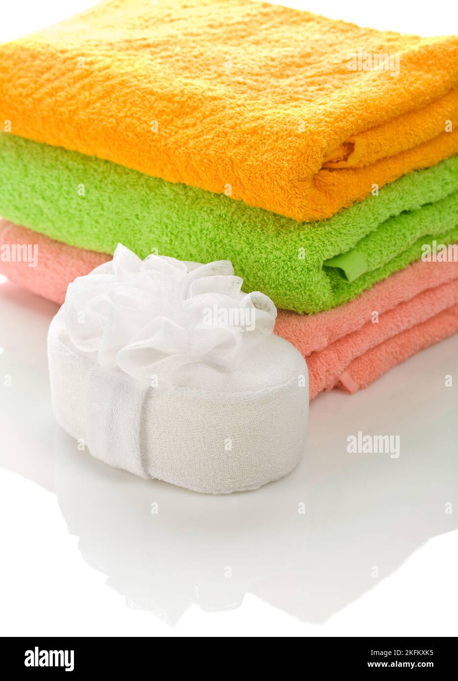 bath sponge with towels Stock Photo - Alamy