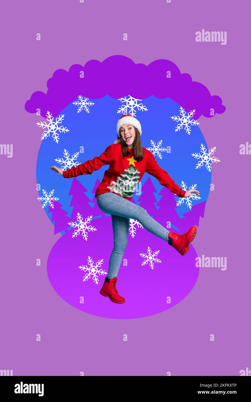 Artwork magazine picture of funny funky smiling x-mas santa assistant ...