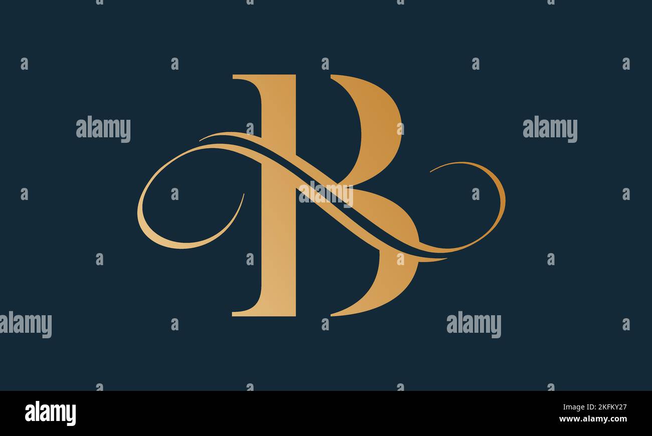 Luxury letter b logo template in gold color. Modern trendy initial luxury b letter logo design ...