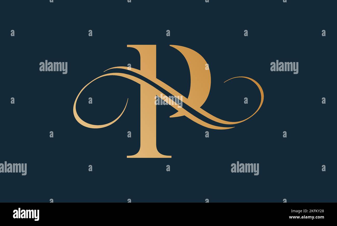 Luxury letter p logo template in gold color. Modern trendy initial ...