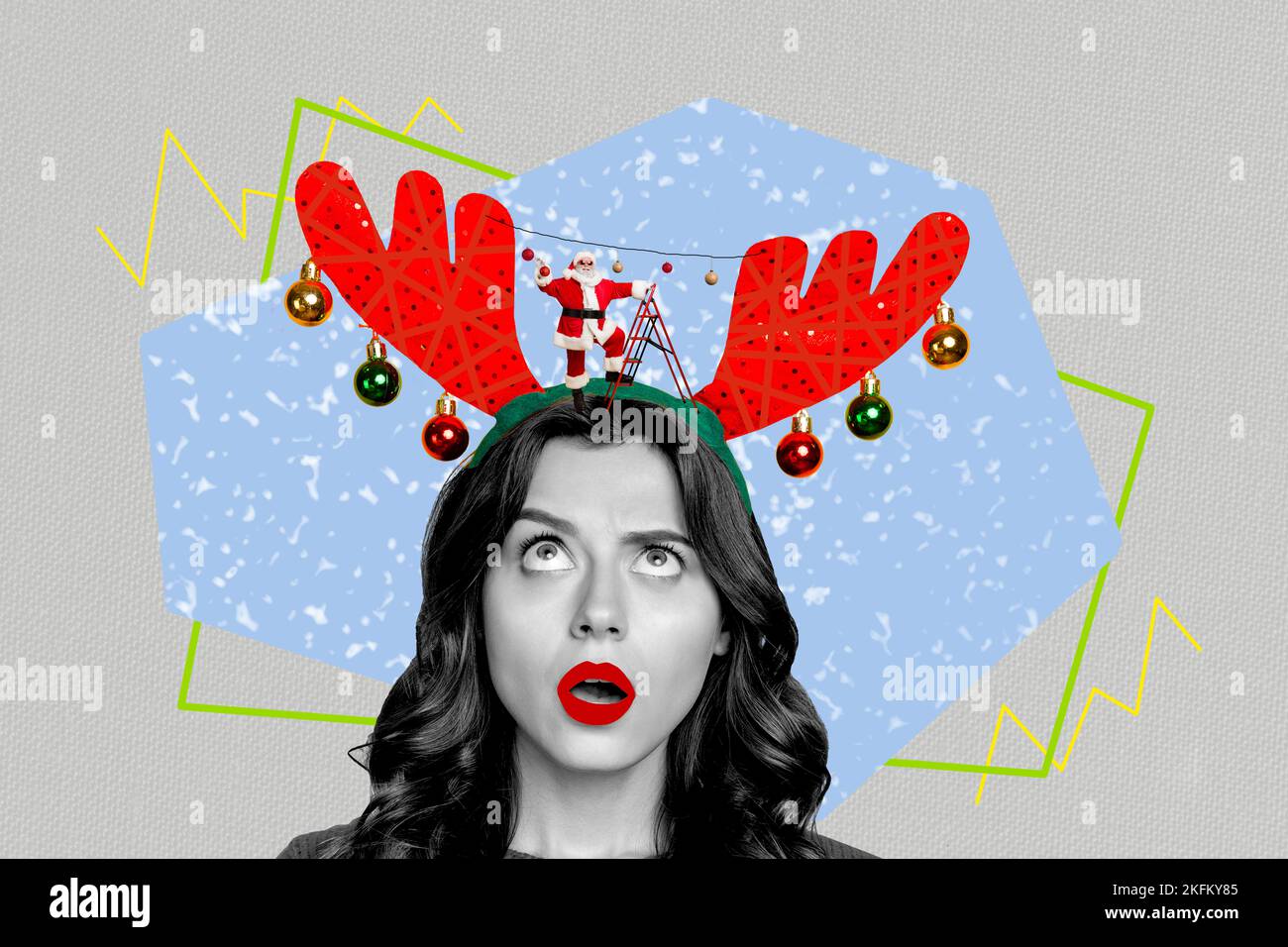 Photo artwork minimal picture of x-mas grandfather decorating horns ...