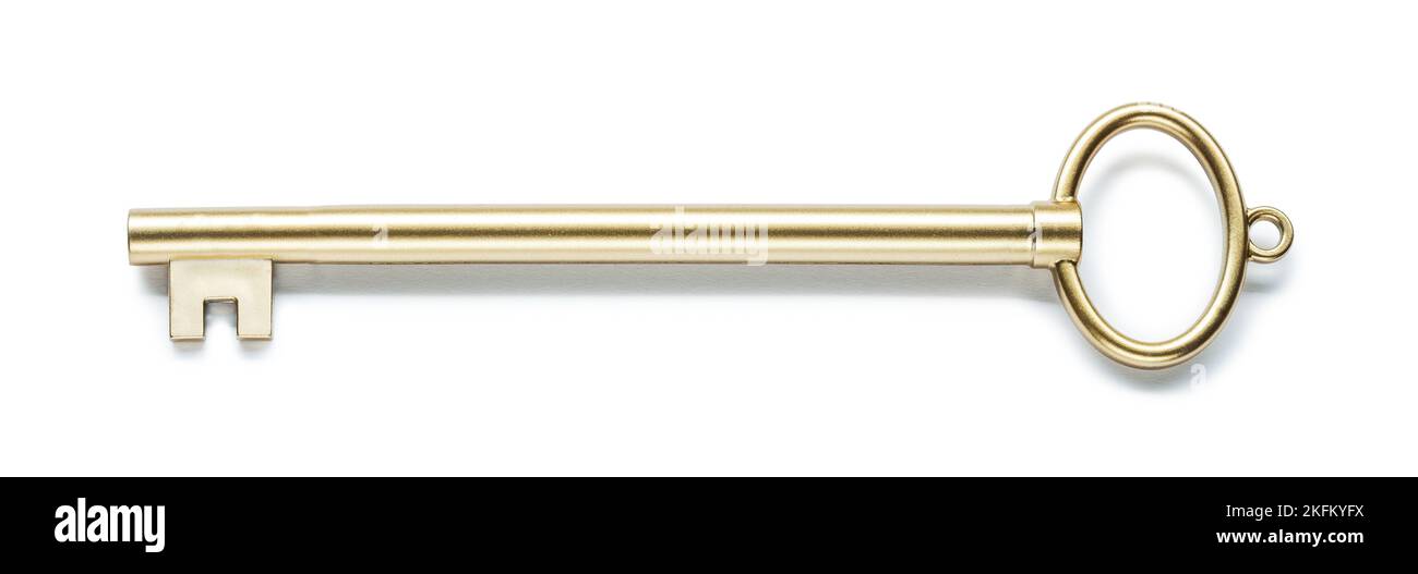 brass house door key isolated on white Stock Photo - Alamy