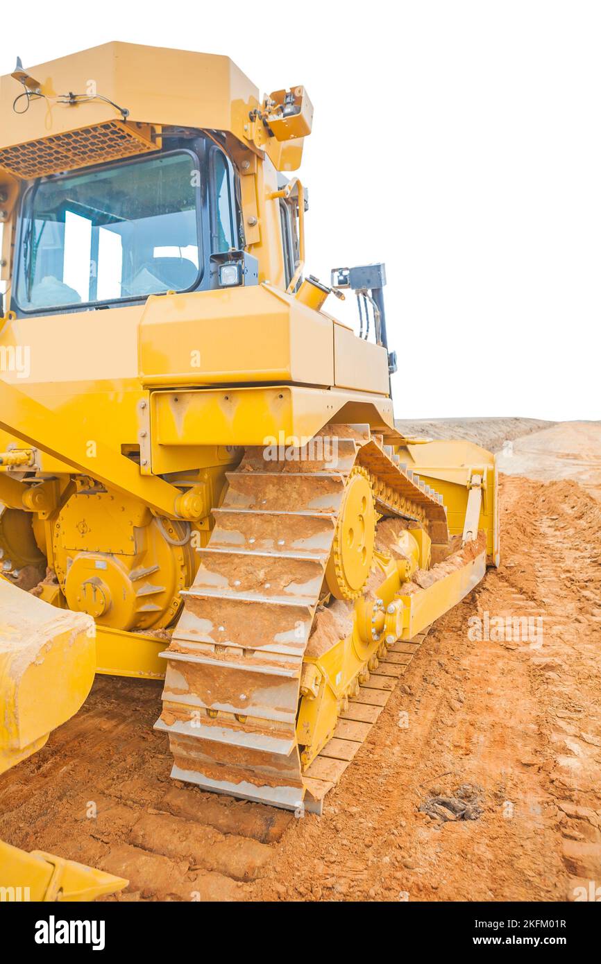 buldozzer very close up view isolated Stock Photo - Alamy