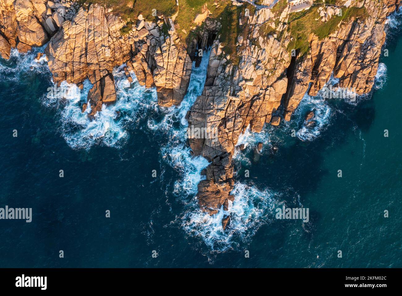 Aerial drone landscape image of Minnack Theatre headland around ...