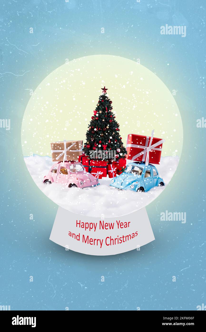 Photo sketch graphics collage artwork picture of beautiful x-mas snow ...