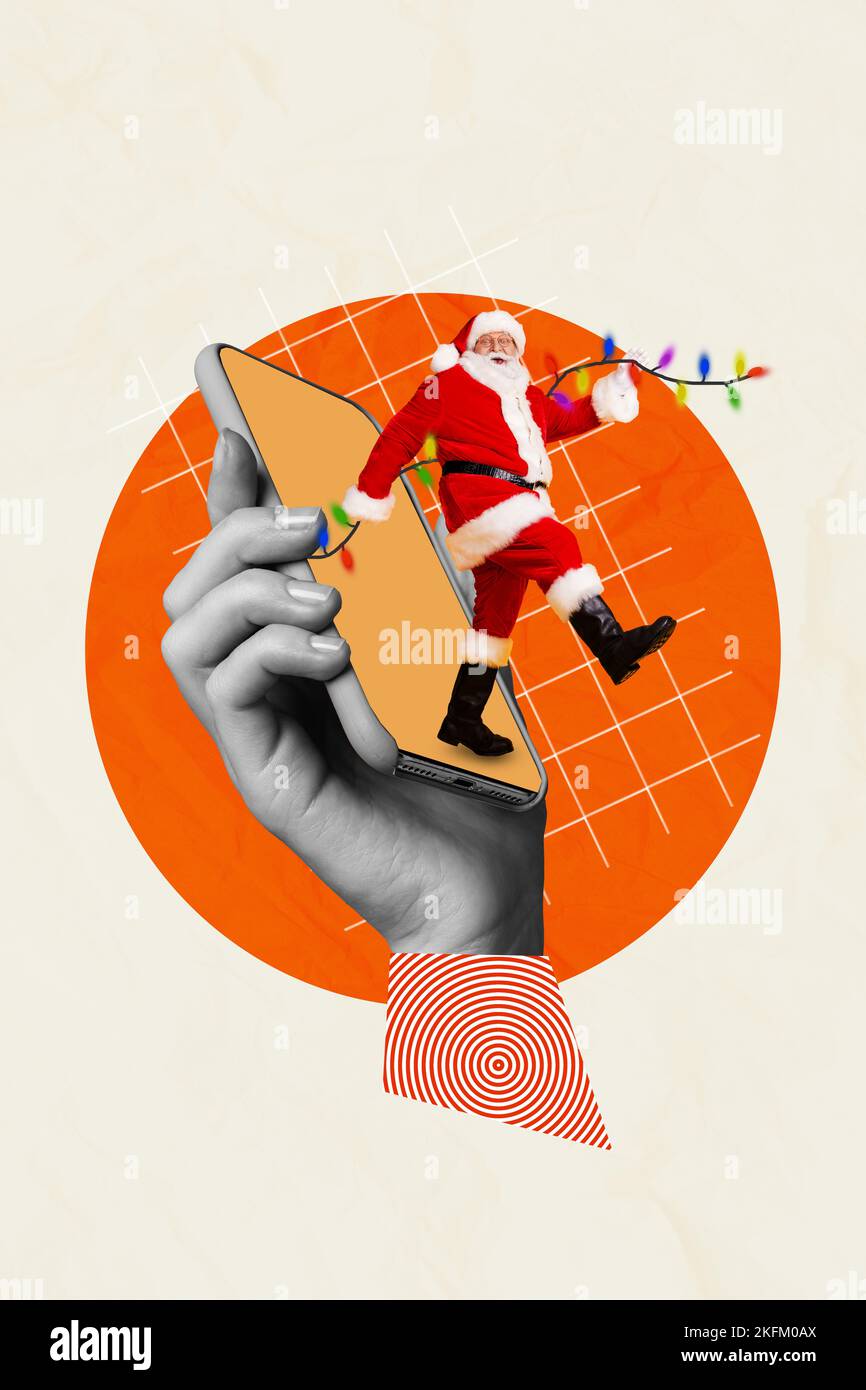 Creative abstract template graphics collage image of arm browsing ...