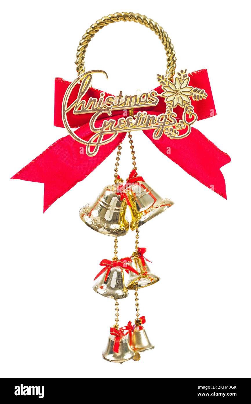 christmas bells with bow isolated on white background Stock Photo - Alamy