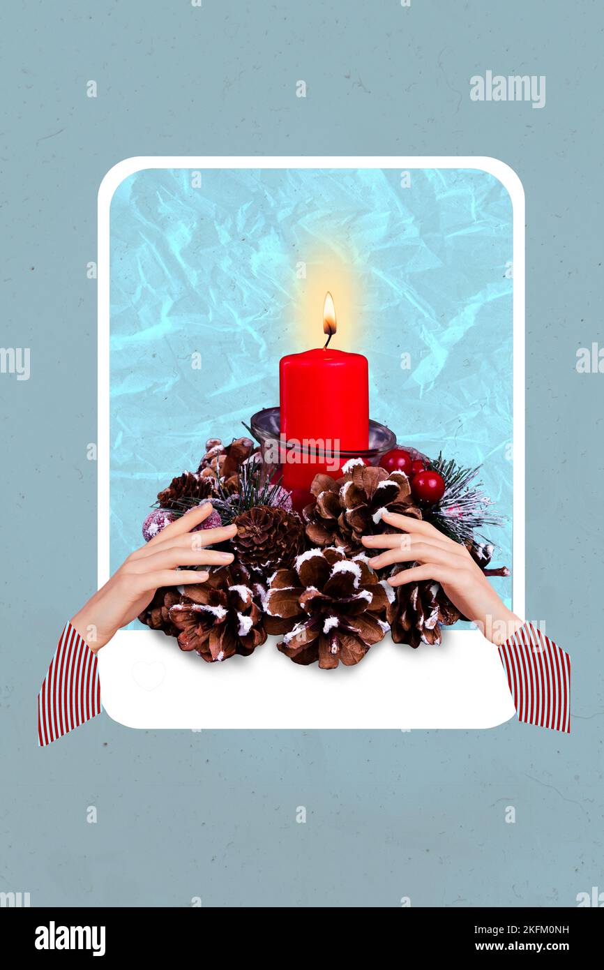 Photo sketch graphics collage artwork picture of arms enjoying x-mas ...