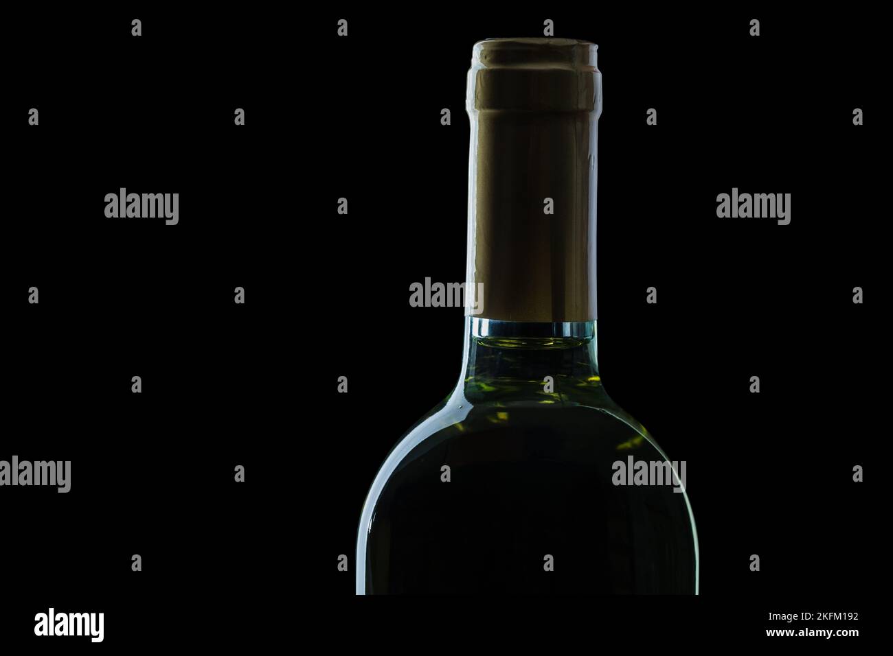 close up view on top of bottle white wine black background Stock Photo ...