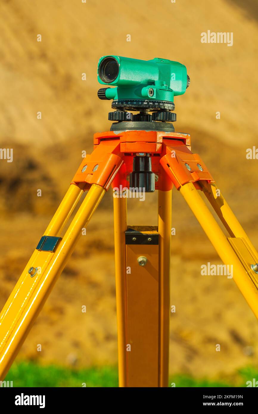 view on theodolite close up Stock Photo - Alamy