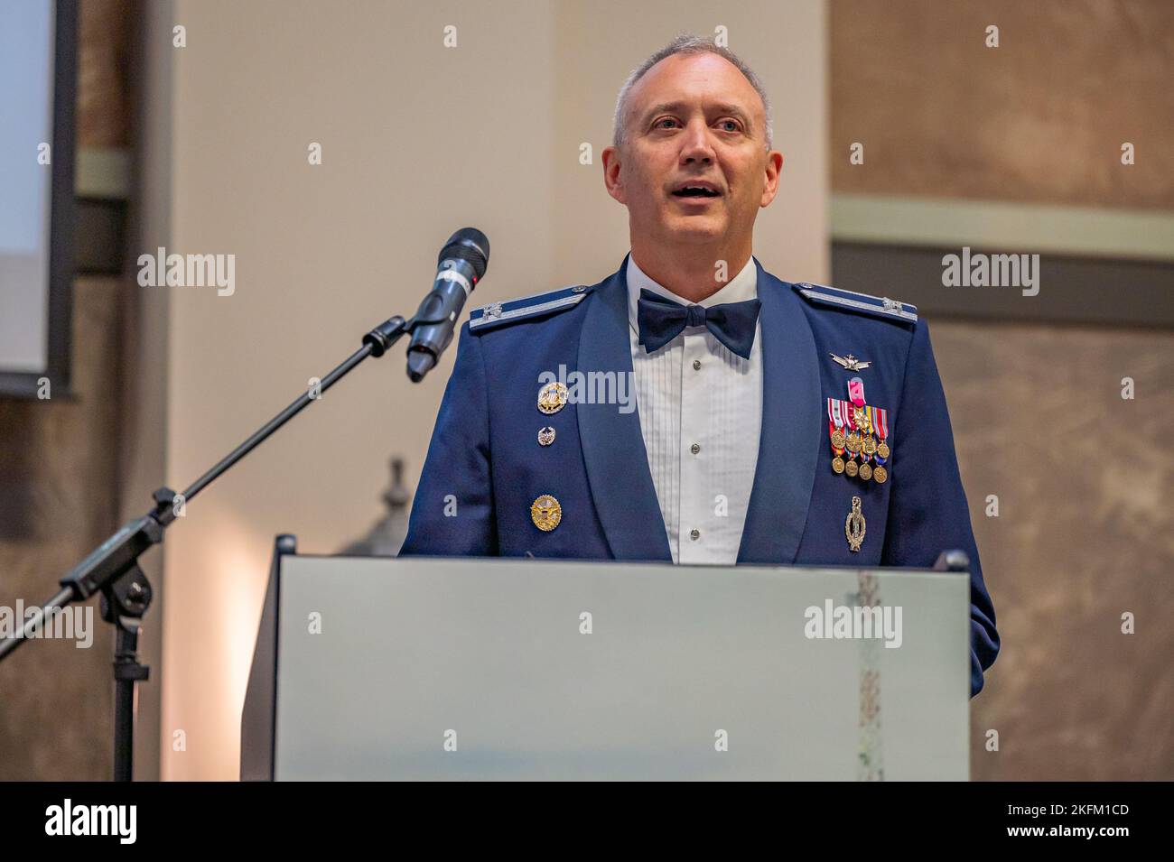 Col. Barry Little, 341st Missile Wing Command Chief, speaks during the ...