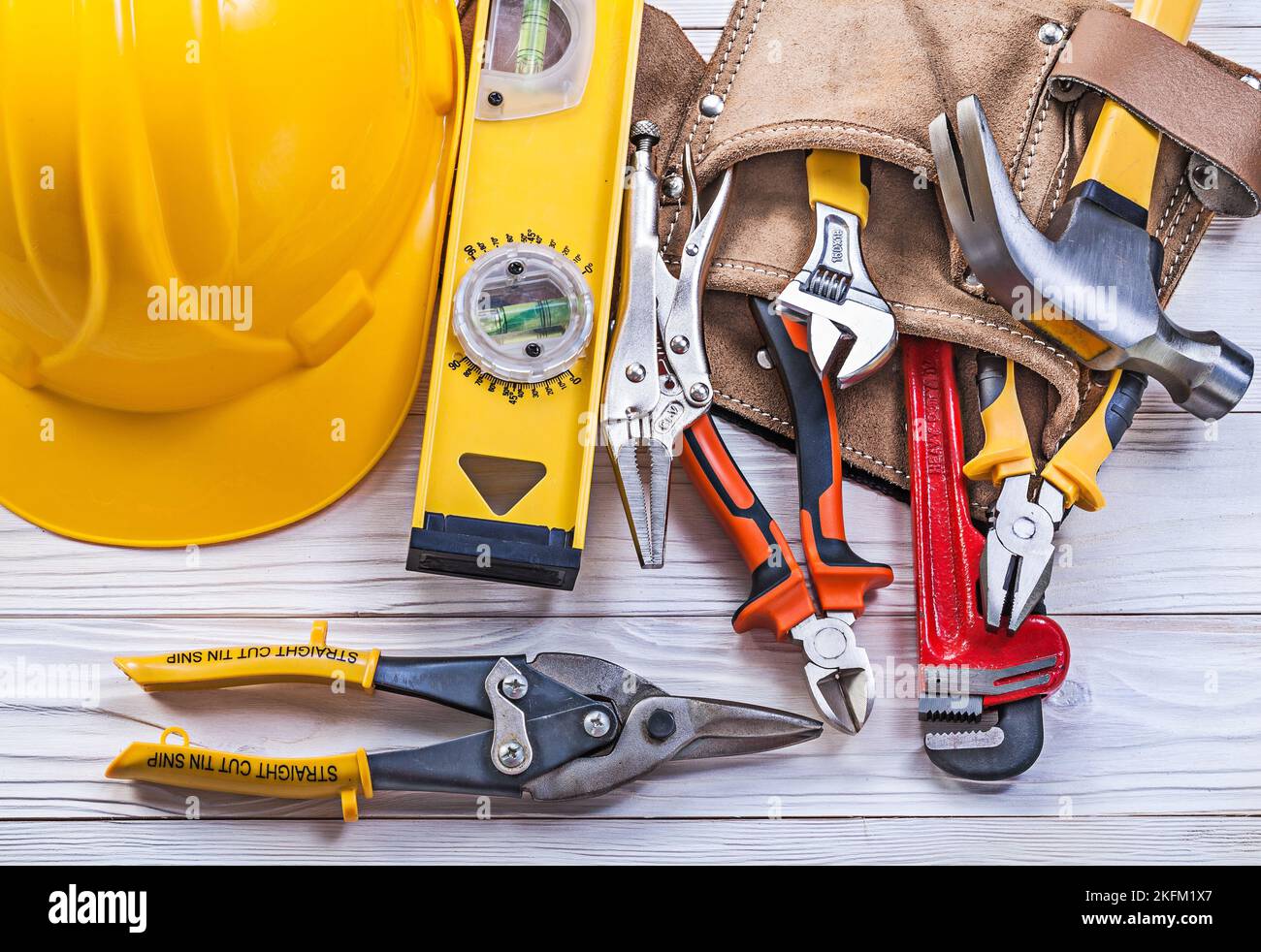 Composition of building implements leather tool belt building helmet on ...