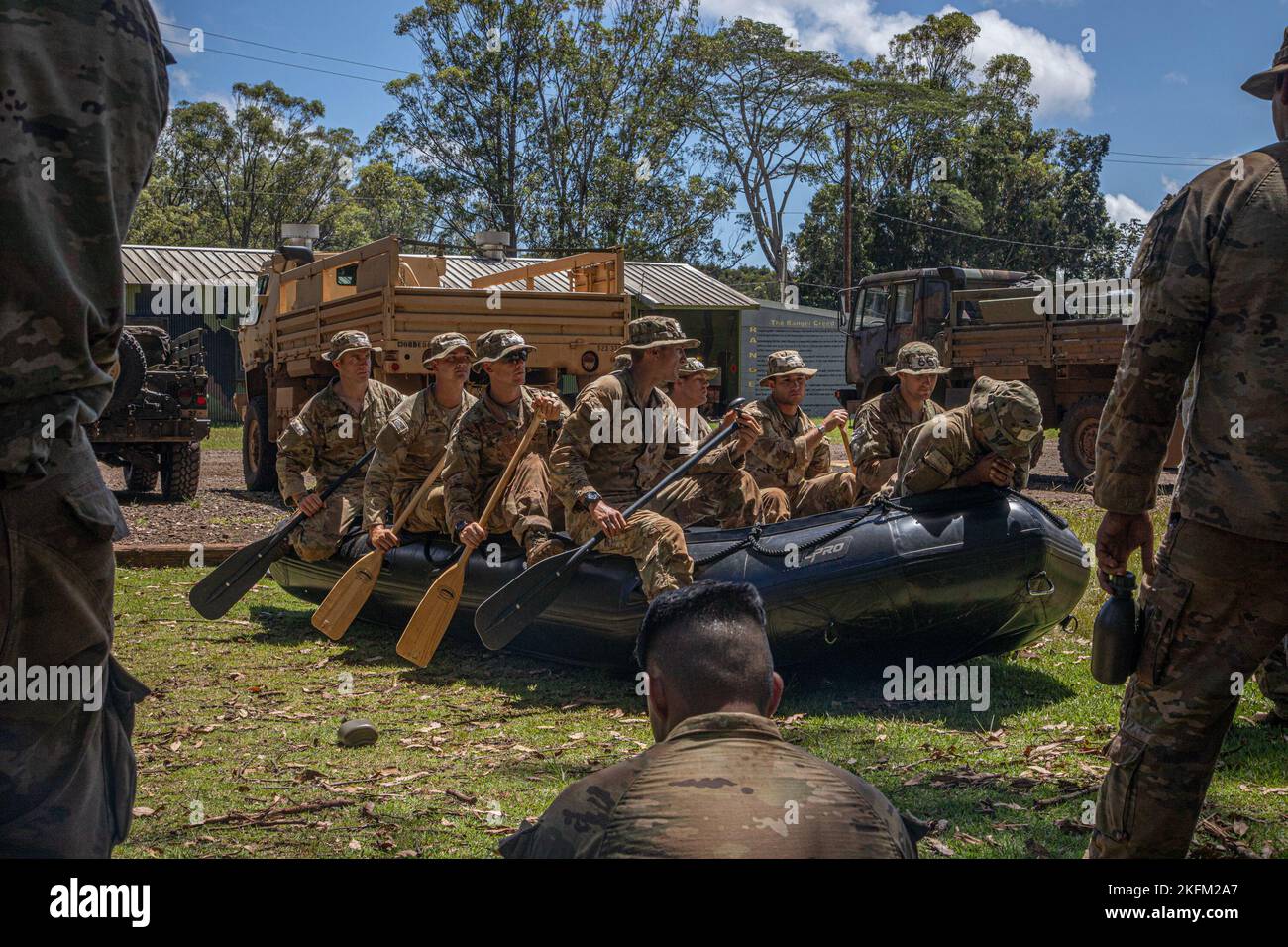 U.S. Army Soldiers participating in Jungle School perform waterborne ...