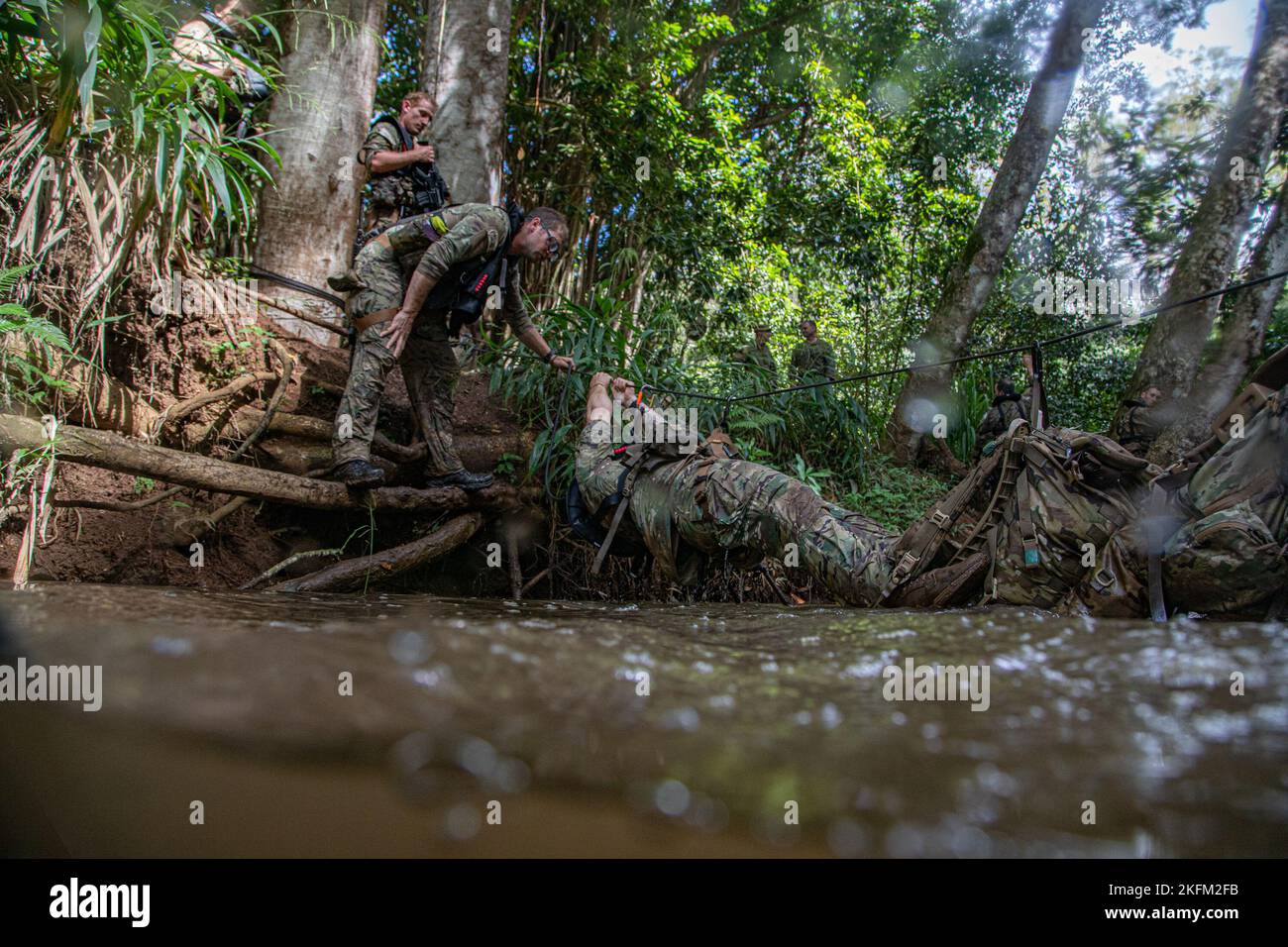 U.S. Army Soldiers participating in Jungle School perform waterborne ...