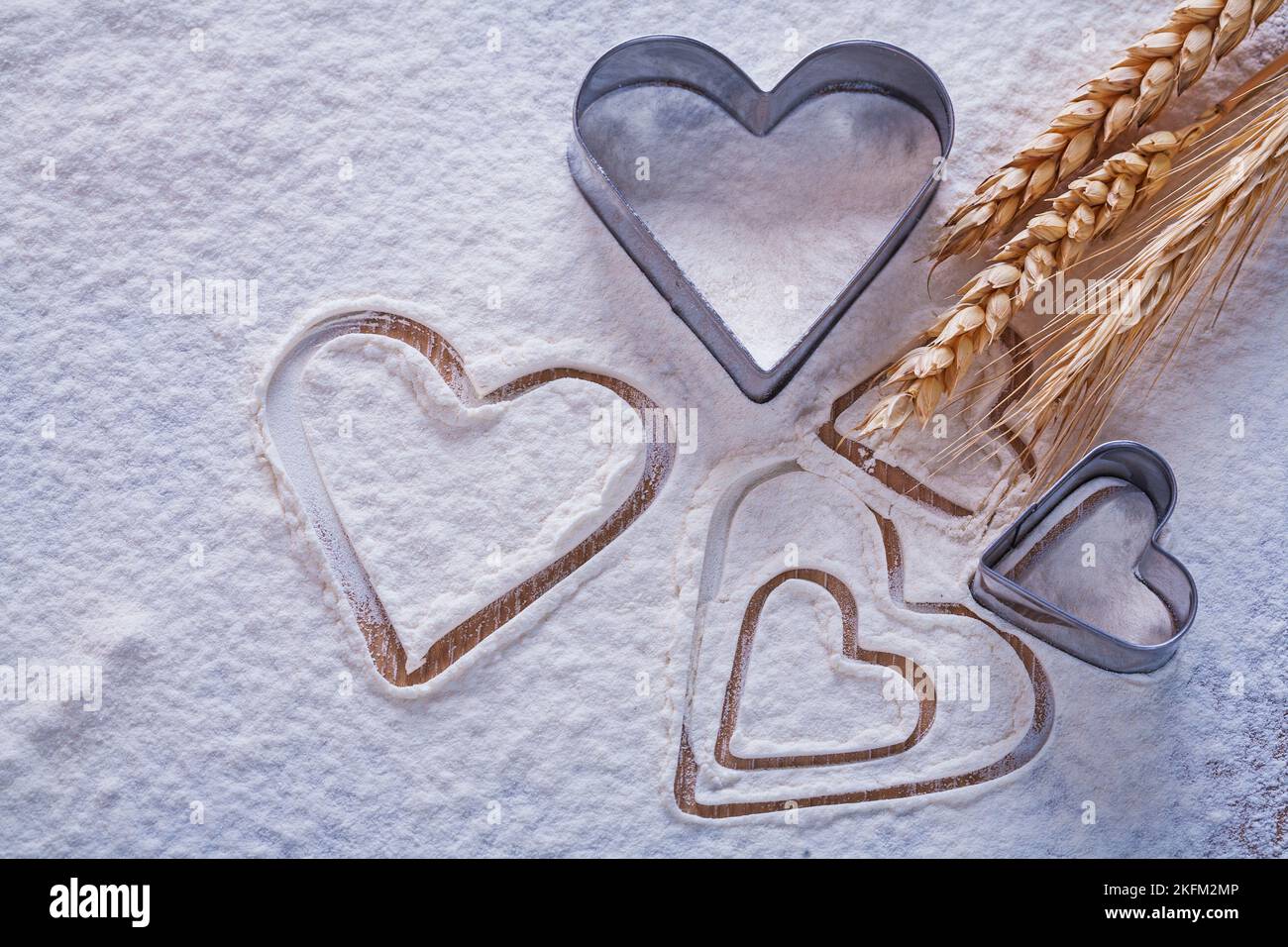 cookies molds on flour with ears of wheat food and drink still life ...