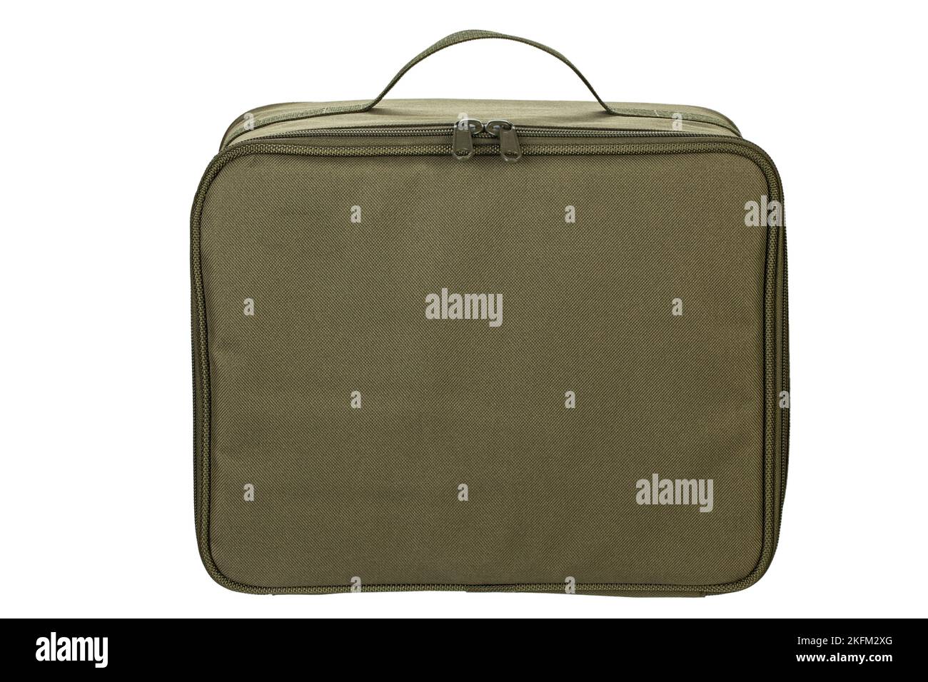 Soft textile bag green color isolated on white background. Side view ...